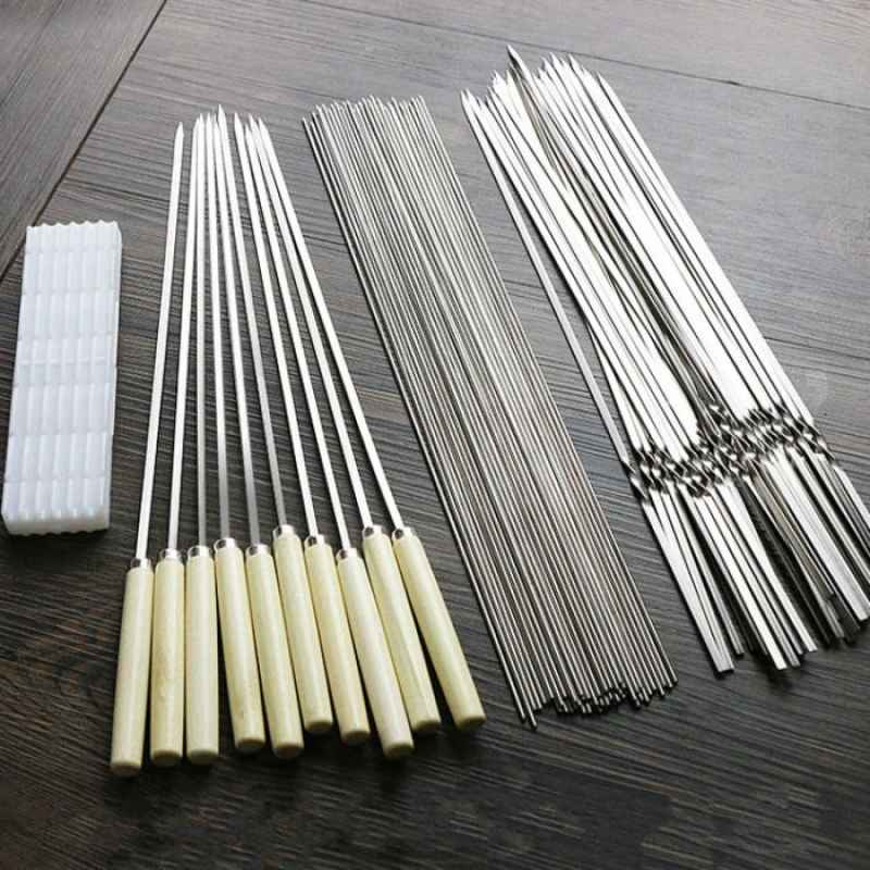 Jual Alat Tusuk Sate Dengan Gagang Barbeque Stainless Steel 50pcs Di ...