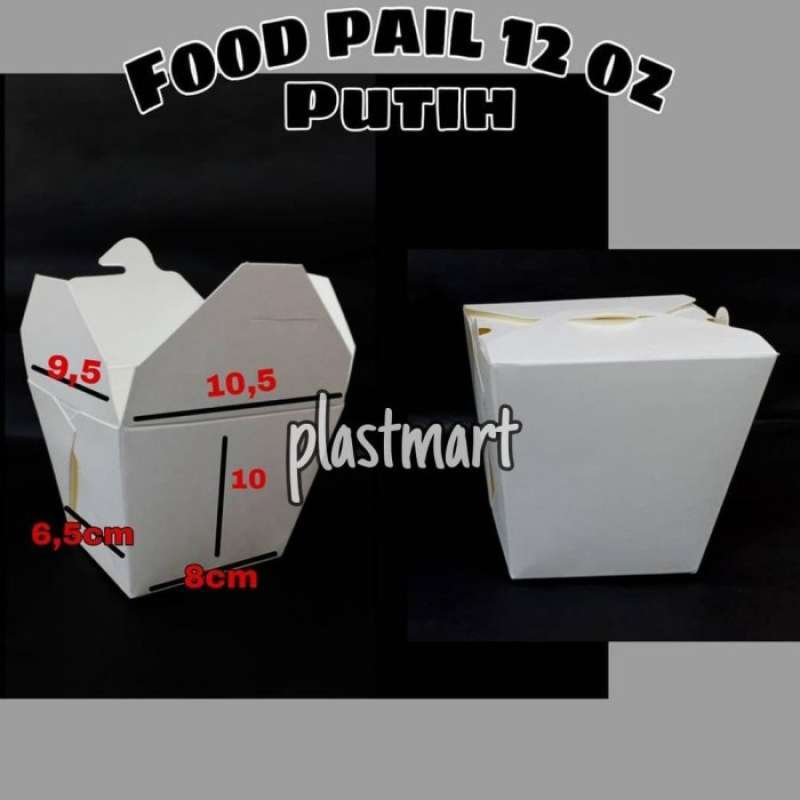 Jual Food Pail / Paper Rice Box Warna Putih @100pcs Di Seller Crown ...