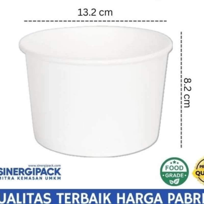 Jual Mangkok Kertas Paperbowl 360 500 650 800 Ml Paper Bowl Putih Isi ...