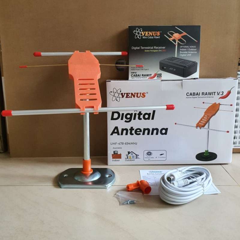 Promo Terbaru Paket Antena Venus Cabai Rawit V3 + Stb Dvbt2 Venus Mini Cr/ Mini Brio Baru - V3 ...