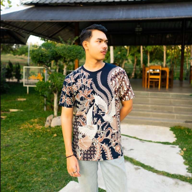 Jual Klamben Kaos Oblong Dewasa Premium Batik Nitik Peksi Navy Di ...