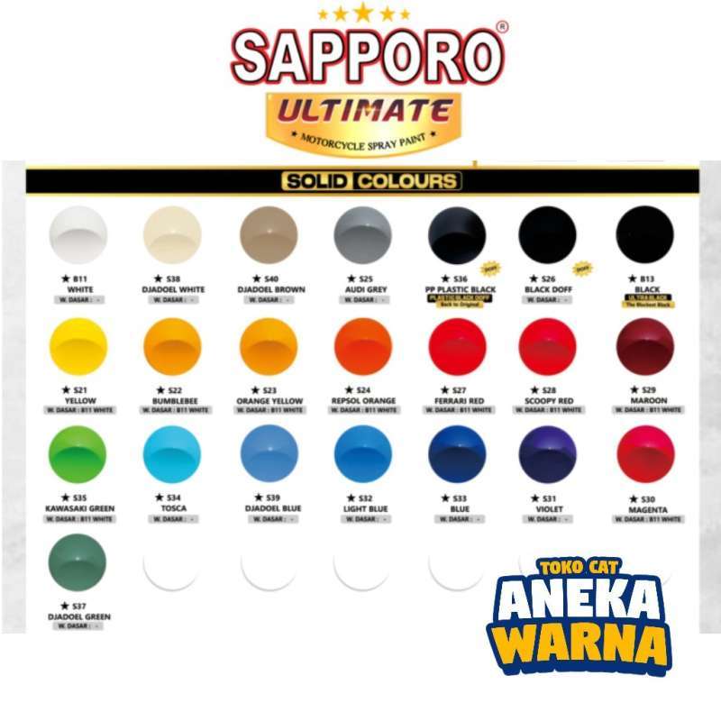 Jual Sapporo Ultimate Solid Colours B11 - S32 Di Seller Toko Cat Aneka ...