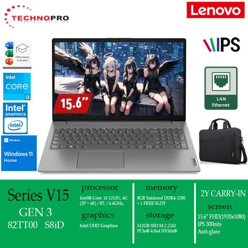 Promo Lenovo V15 G3 Iap 82tt00 S8id || Intel Core I3-1215u Uhd Graphics 8gb Soldered Ddr4-3200 ...