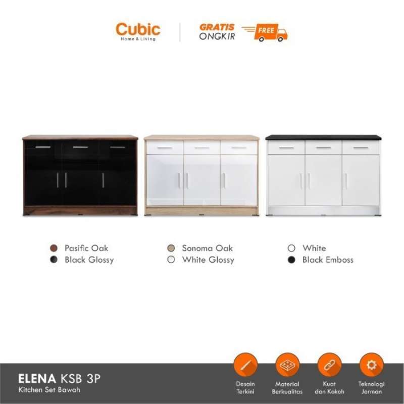 Jual Cubic Kitchen Set 3 Pintu Minimalis / Rak Bawah Dapur / Elena Ksb ...