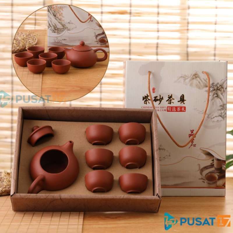 Jual Chinese Tea Pot Set Tanah Liat 6 Cup A01/ Teko Teh China 6 Cangkir ...