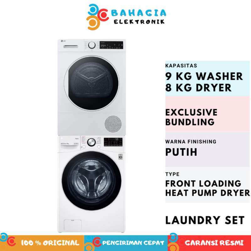 Promo Lg Paket Laundry Mesin Cuci Front Loading 9 Kg + Dryer Heatpump 8kg Diskon 23% Di Seller ...