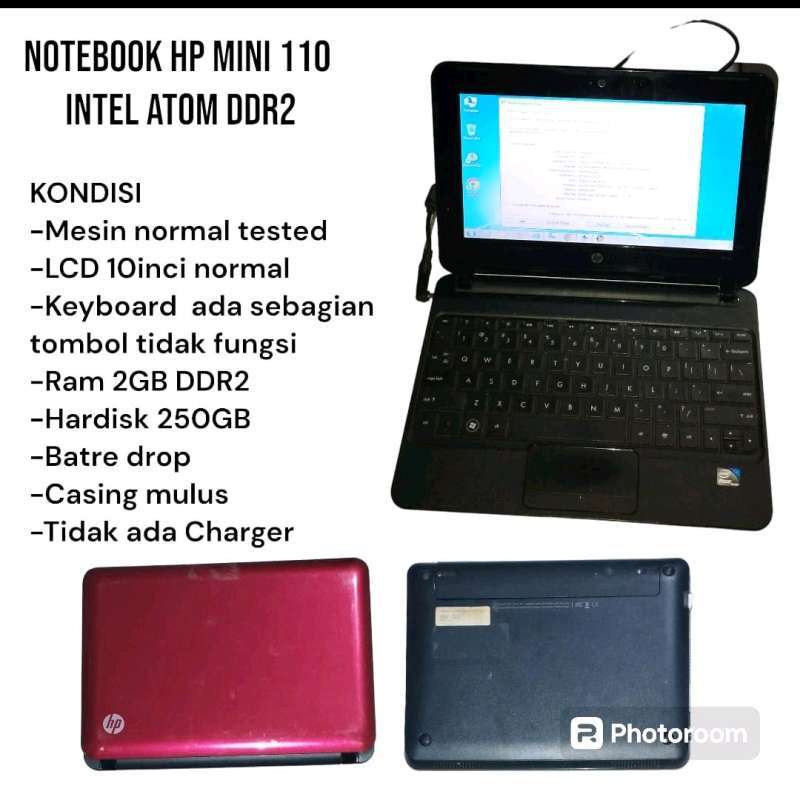 Jual Notebook Hp Mini 110 Intel Atom Ddr2 Minus Batre Drop,tidak Ada ...