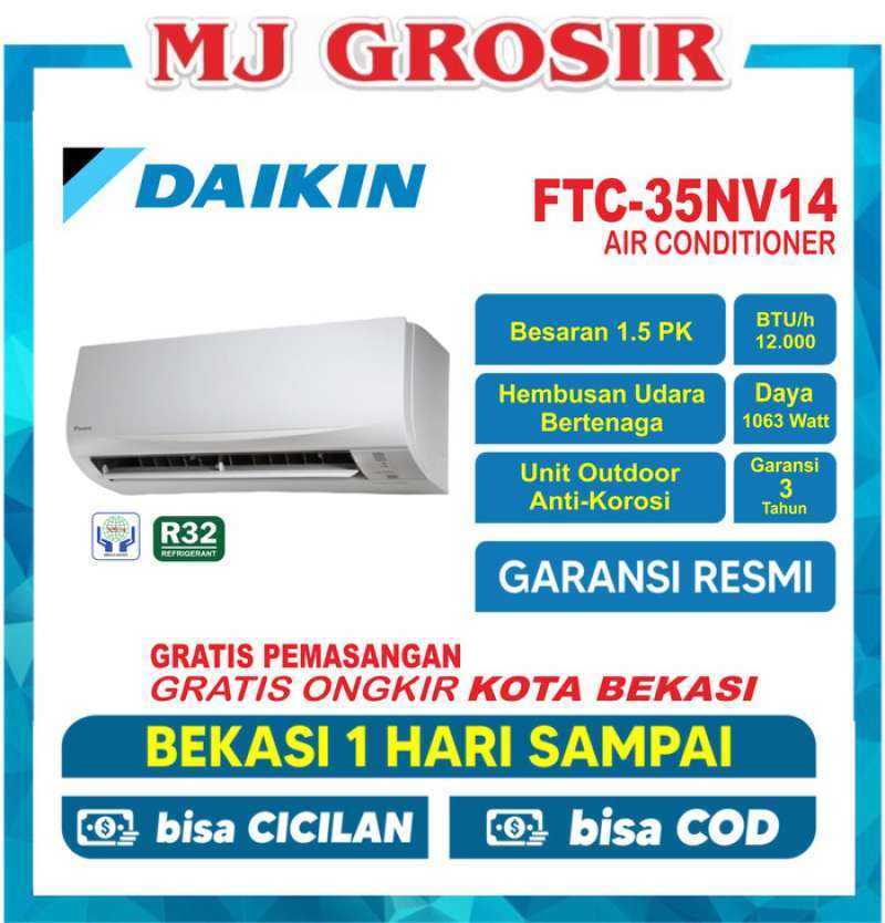 Promo Ac Daikin Ftc 35 Nv14 Rc 1.5 Pk + Pasang 1 1/2pk R32 Standard ...