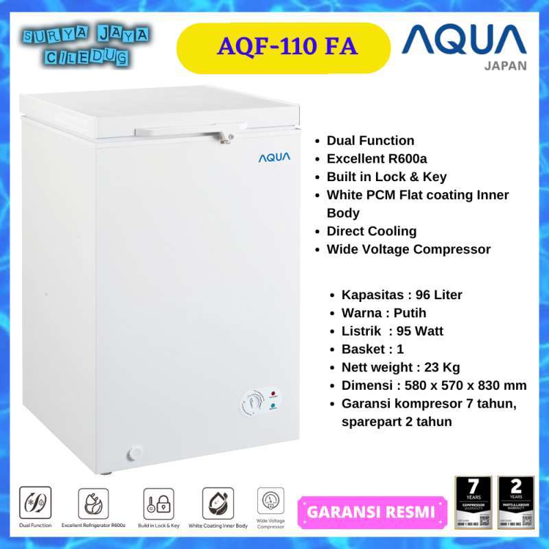 Jual Chest Freezer Aqua Aqf-110 Fa / Aqf110fa / 110 Fa Kaps 96 Liter Di ...