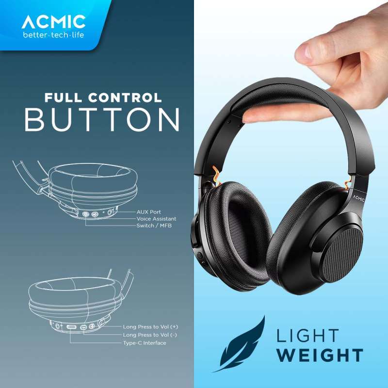 Promo Acmic Airbass Superior Bass & Ultra Light Wireless Headphone ...
