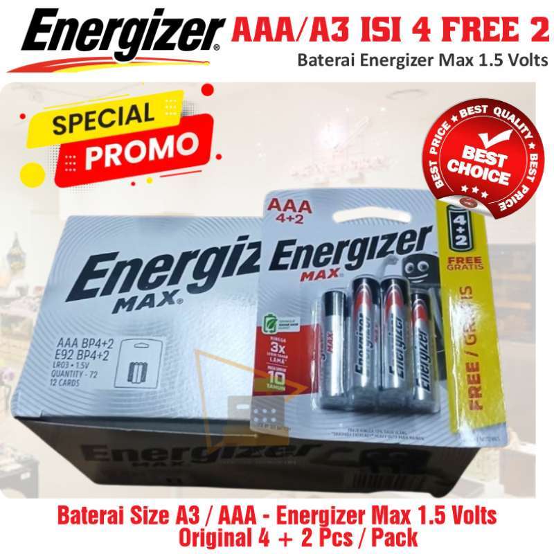 Jual Baterai Energizer A3 Aaa - 4 Free 2 (6pcs) Original - Baterai Jam ...