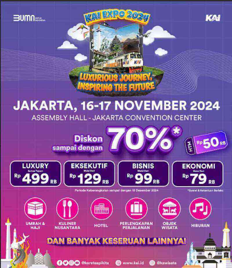 Promo Kai Expo Jakarta 2024 - Tiket Masuk Day 2 (17 November 2024) Promo Bca Diskon 50% Di ...