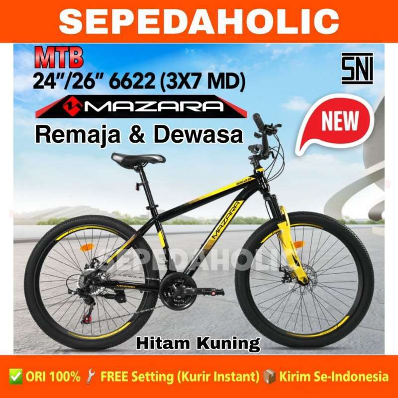 Promo Sepeda Gunung Mtb Mazara 6633 6622 Ukuran 24 26 Inch 21 Speed Rem ...