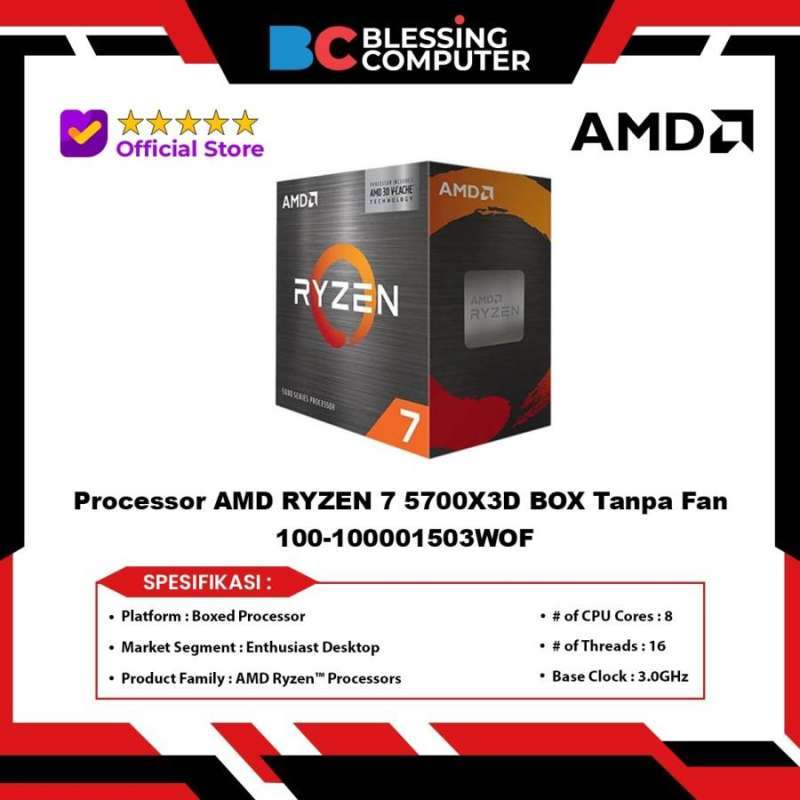 Jual Processor Amd Ryzen 7 5700x3d Box Tanpa Fan 100-100001503wof Di ...
