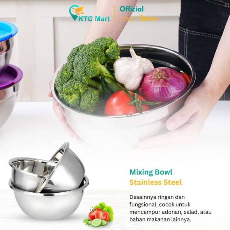 Jual Ktcmart - Mixing Bowl 26 Cm/ Mangkok Baskom Adonan Stainless Steel ...
