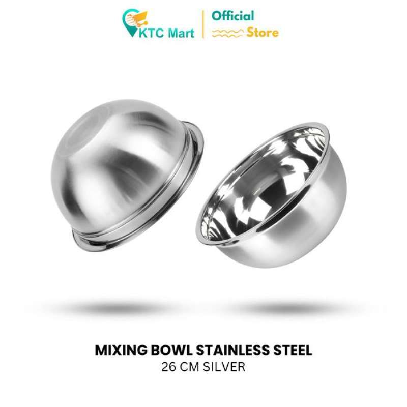 Jual Ktcmart - Mixing Bowl 26 Cm/ Mangkok Baskom Adonan Stainless Steel ...