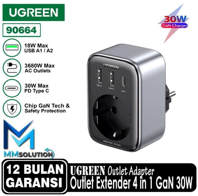 Promo Ugreen Outlet Adapter Gan 30W USB Type C Pd Fast Charging+ Stop ...