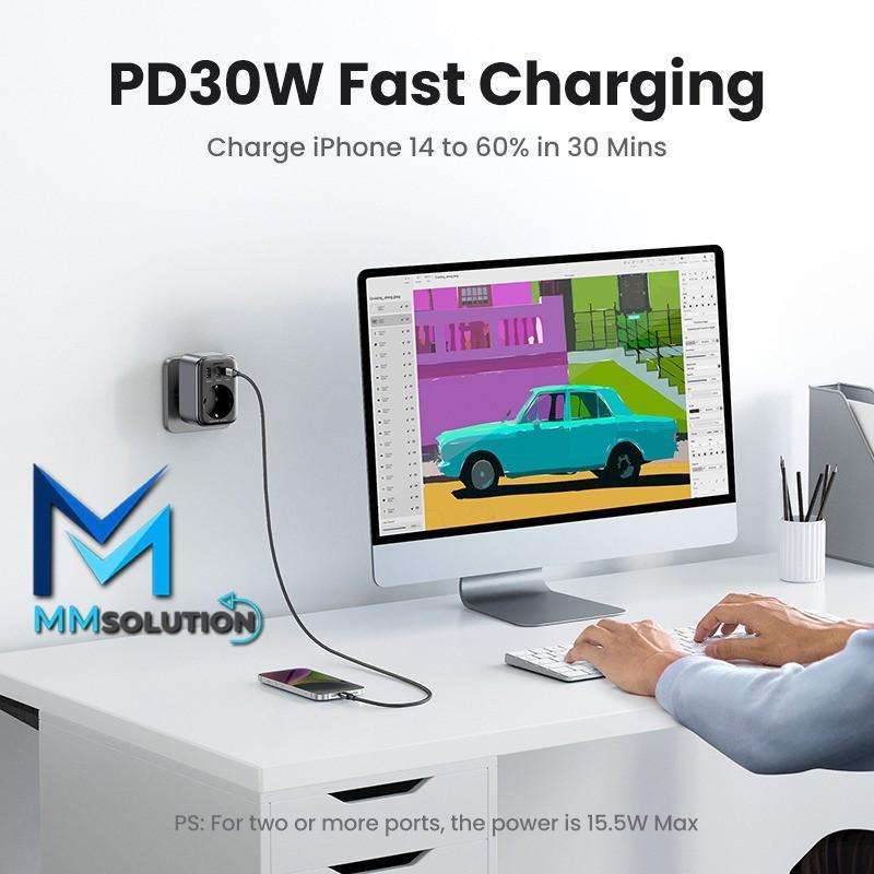 Promo Ugreen Outlet Adapter Gan 30W USB Type C Pd Fast Charging+ Stop ...