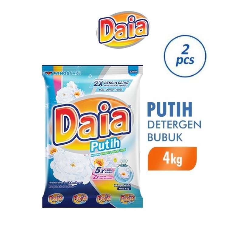 Promo Daia Putih Detergen 4000 G [2 Pcs] Diskon 33% Di Seller Wings ...
