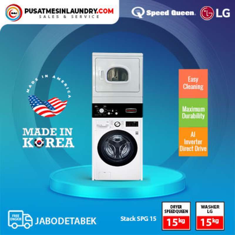 Jual Stack Washer Lg 15 Kg & Dryer Speedqueen 15 Kg, Stack Spg15 Di Seller Pusat Mesin Laundry ...