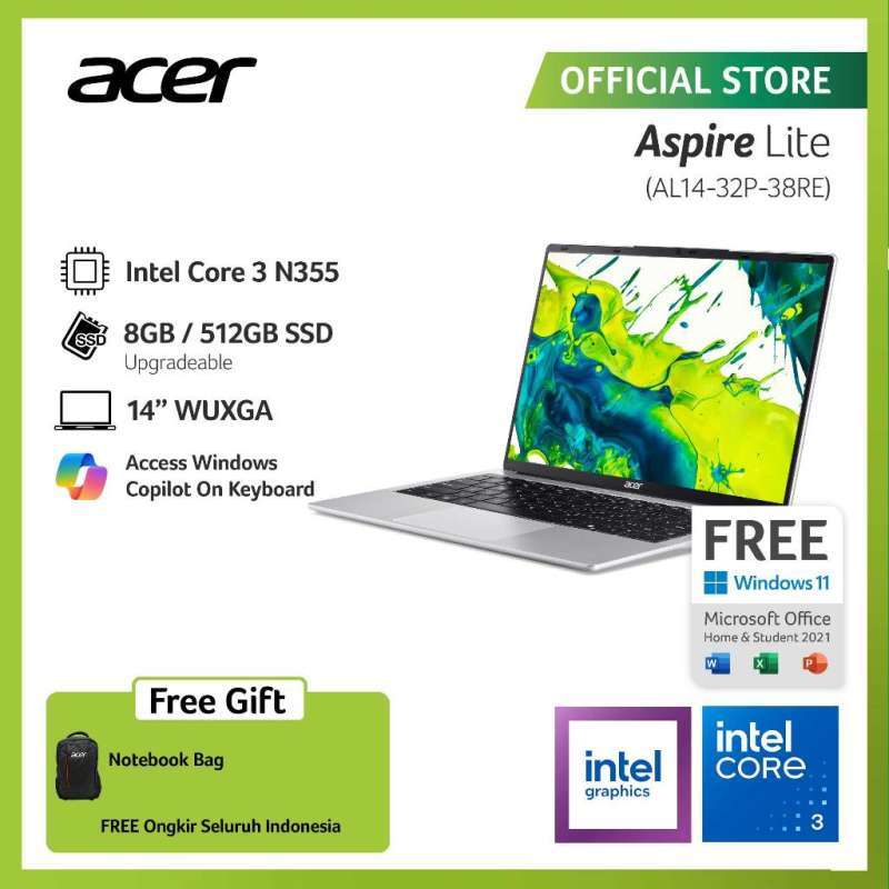 Promo Acer Laptop Aspire Lite Al14-32p-38re 14 Wuxga Intel Core 3 N355 ...