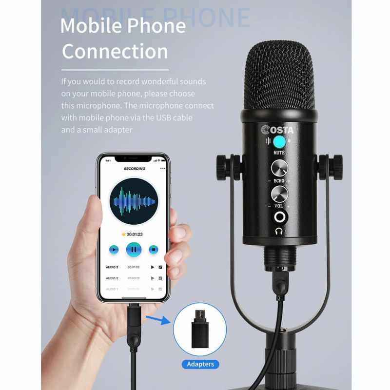Promo Costa Cm-u100 USB Ultra Microphone Pro Condenser Podcast Pc Hp ...