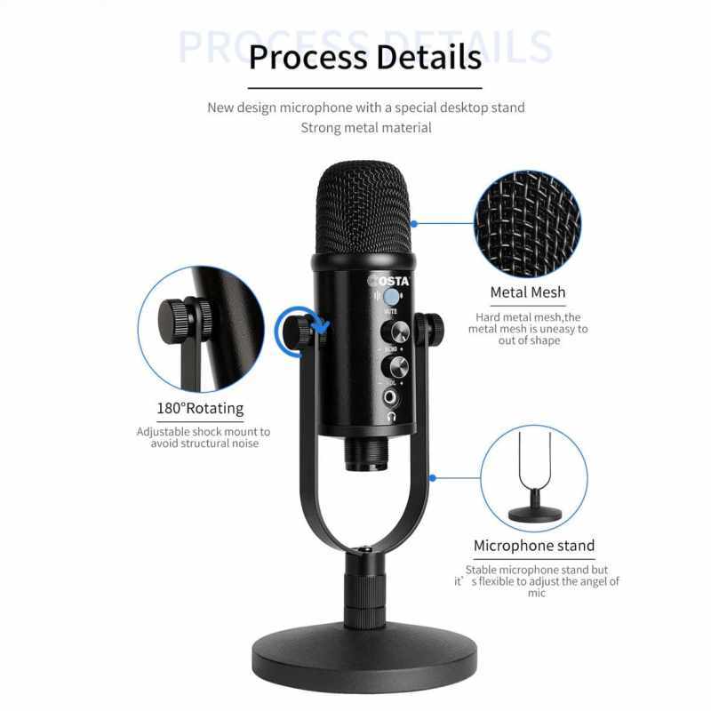 Promo Costa Cm-u100 USB Ultra Microphone Pro Condenser Podcast Pc Hp ...