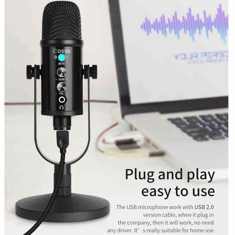 Promo Costa Cm-u100 USB Ultra Microphone Pro Condenser Podcast Pc Hp ...