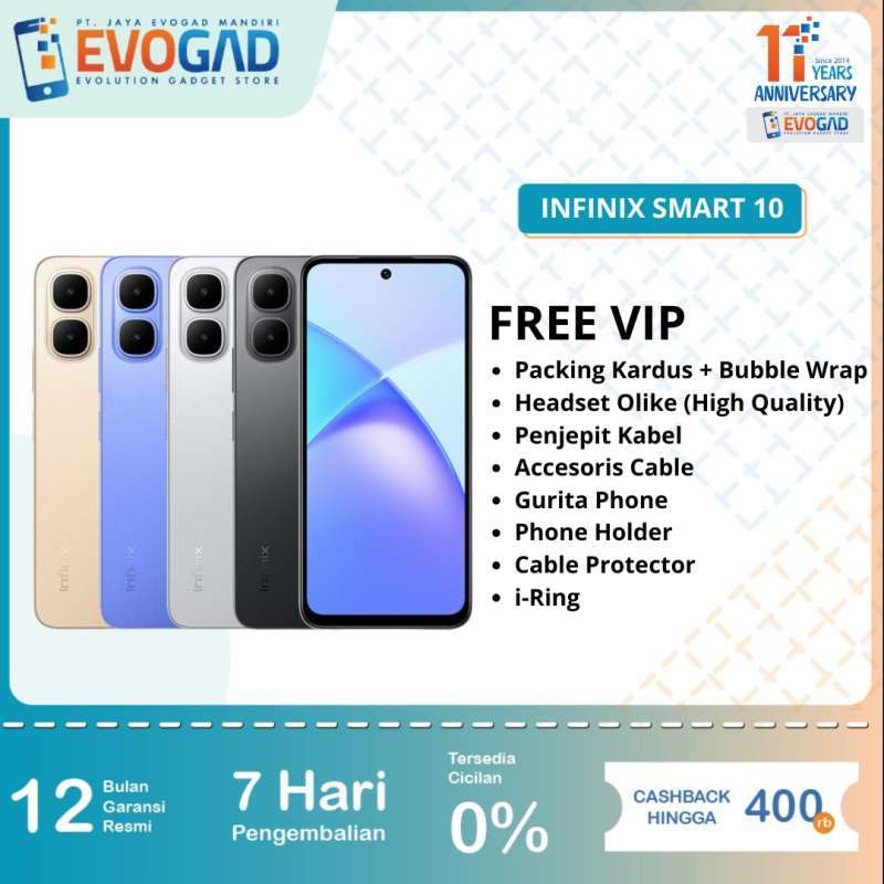 Jual Infinix Smart 10 4/128gb & 4/64gb Unisoc T7250 (12 Nm), 5000 Mah 15w | Garansi Resmi ...
