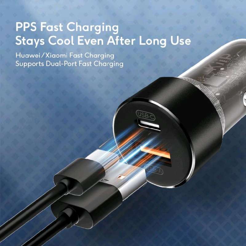 Promo Kiip C15 Car Charger Mobil 60W USB Type C + USB Dual Port Pd Qc 3 ...