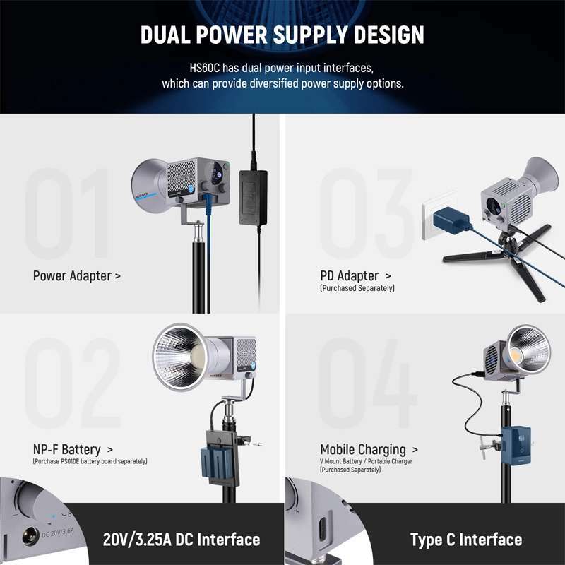 Promo Jpc Kemang Neewer Hs60b Bi-color / Hs60c Rgb 60W Portable Mini ...