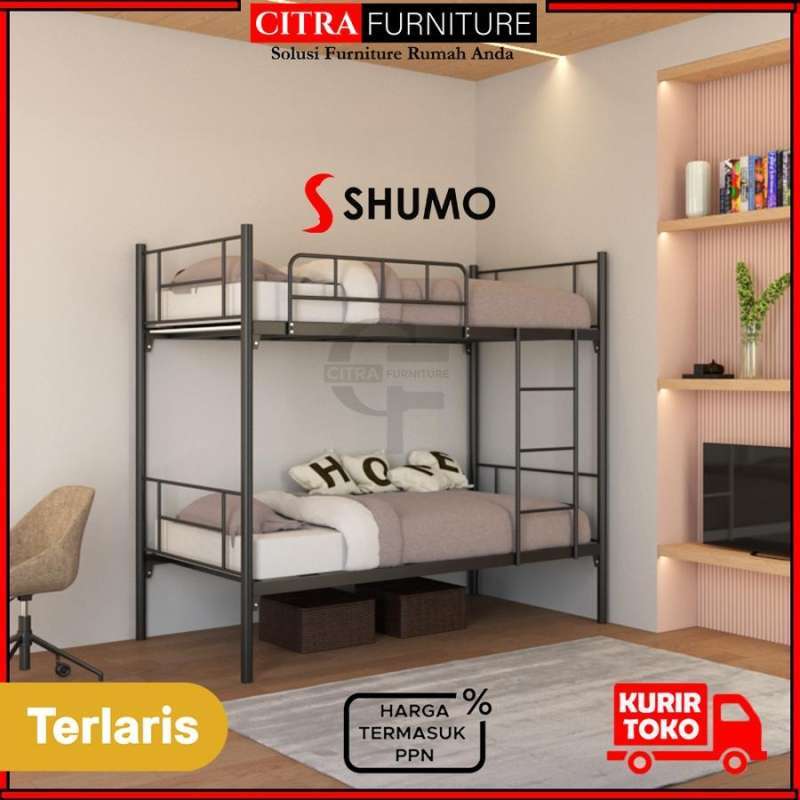 Jual Shumo Ranjang Tingkat Besi Kasur 120 / 120 | Bunk Bed Minimalis ...