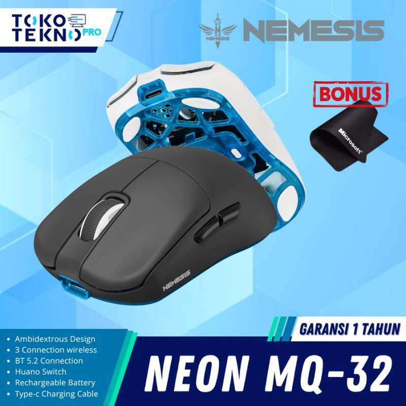 Promo Nyk Nemesis Neon Mq32 / Mq-32 Gaming Mouse Lightweight Paw3311 ...