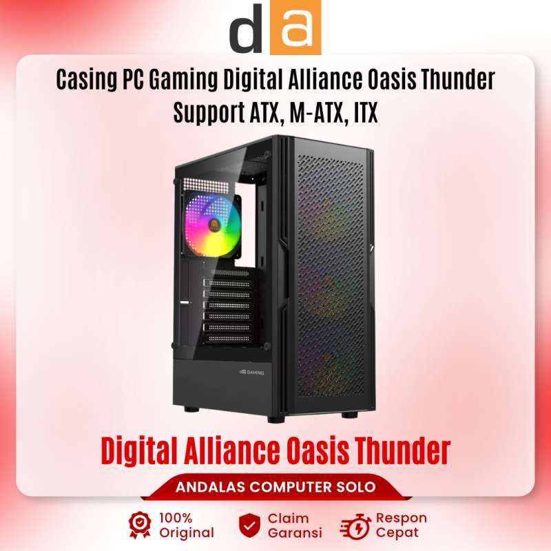 Jual Digital Alliance Pc Case Oasis Thunder (4x120mm Rgb Fan Included ...