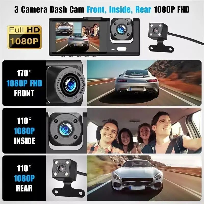 Jual 3 Kamera Mobil Dashcam Camera Car 3in1 Cctv Mobil Depan Kabin ...