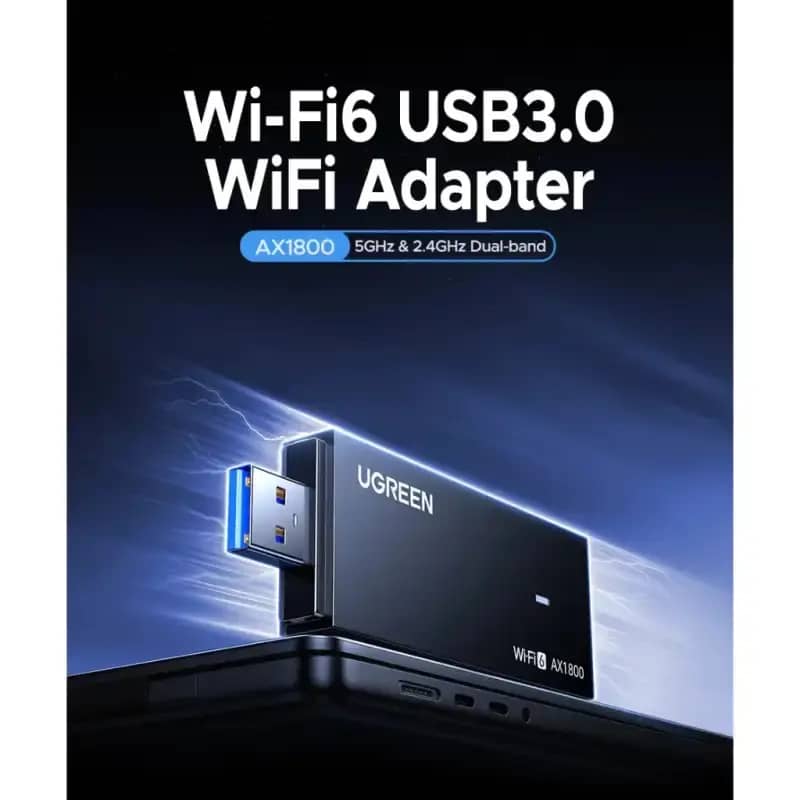 Promo Ugreen 65225 Wifi Adapter Wifi6 Ax1800 Usb3.0 5g&2.4g Dual-band ...