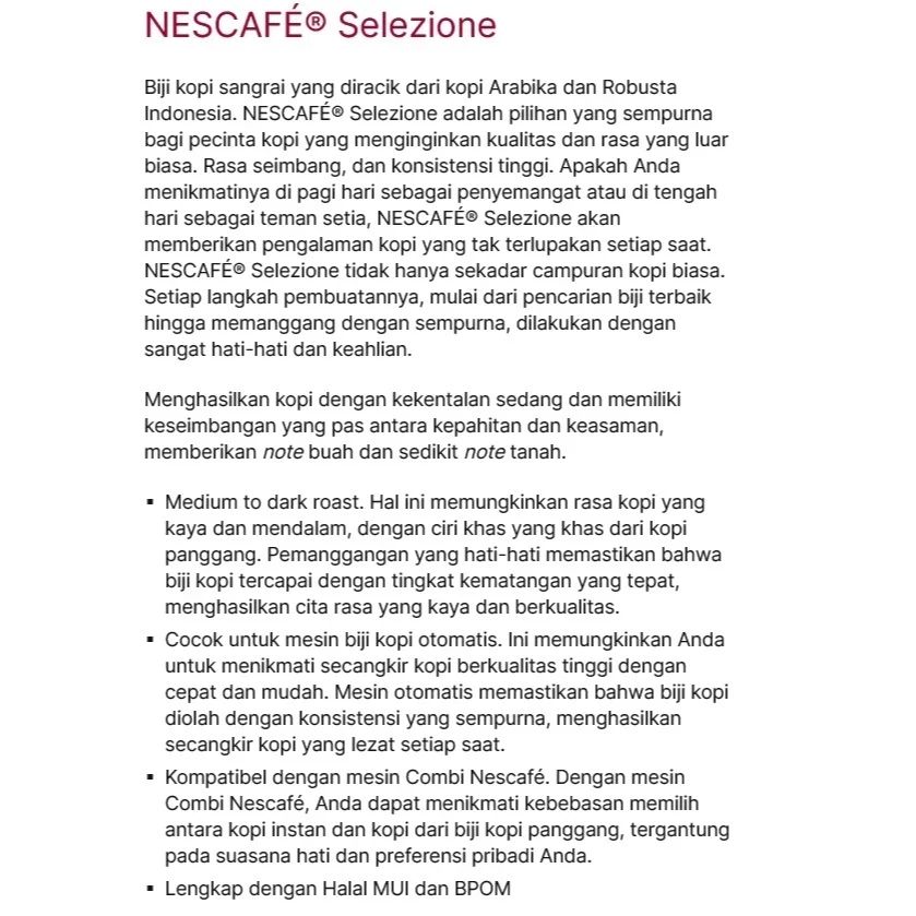 Promo Nescafe Selezione 500 G Biji Kopi By Nestle Professional Roasted ...