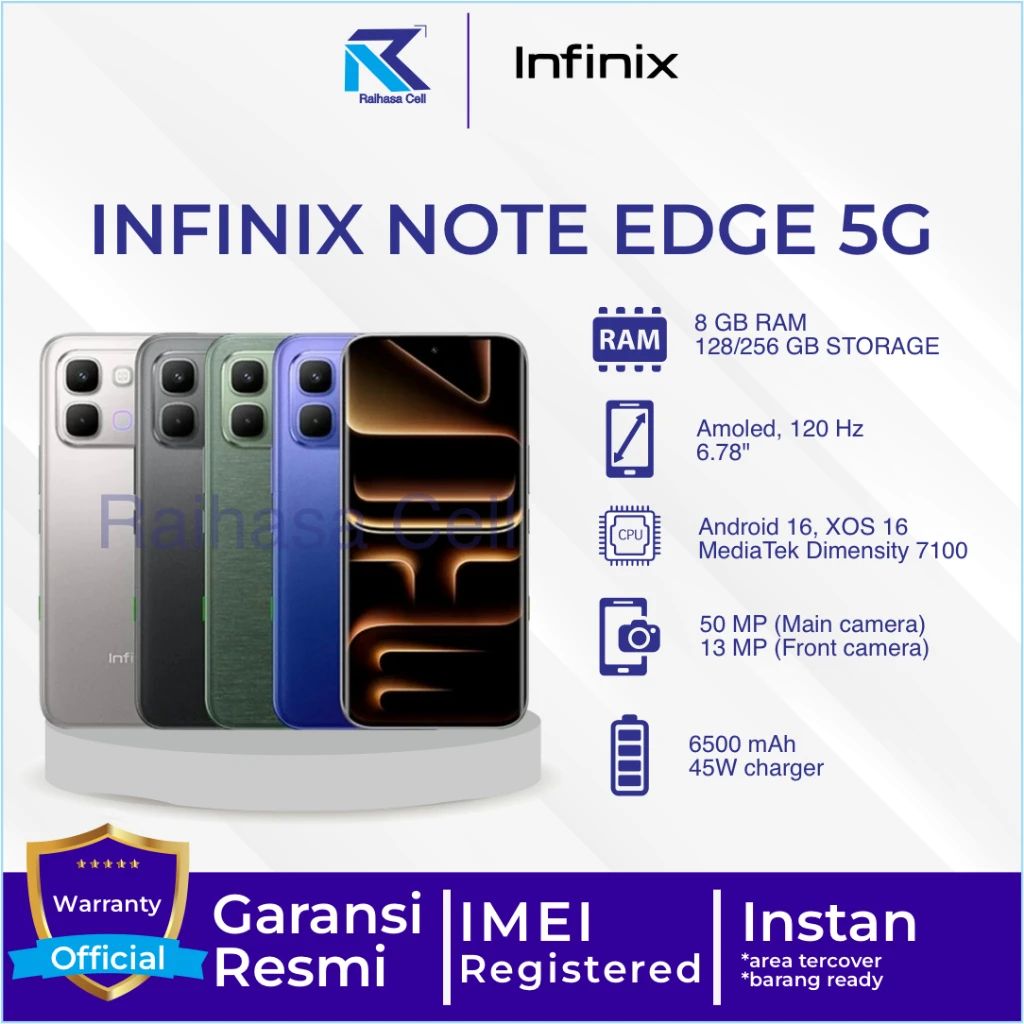 Jual Infinix Note Edge 5g 8/256 GB Garansi Resmi - Stellar Blue,8/256 ...