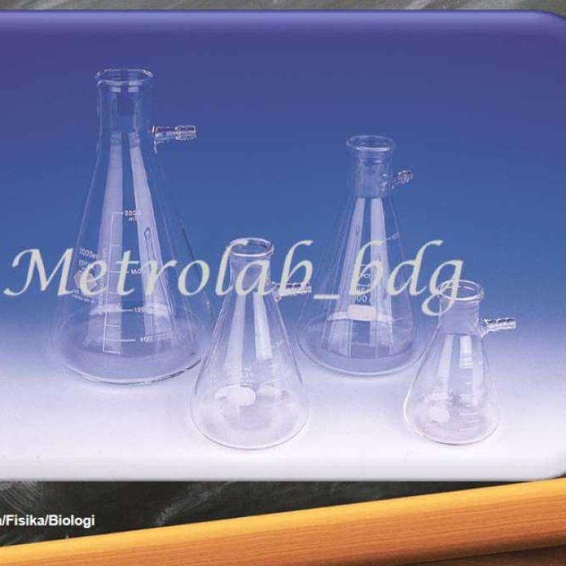 Jual Labu Erlenmeyer 100 ml dengan Pipa Samping | Erlenmeyer Flask 100 ...