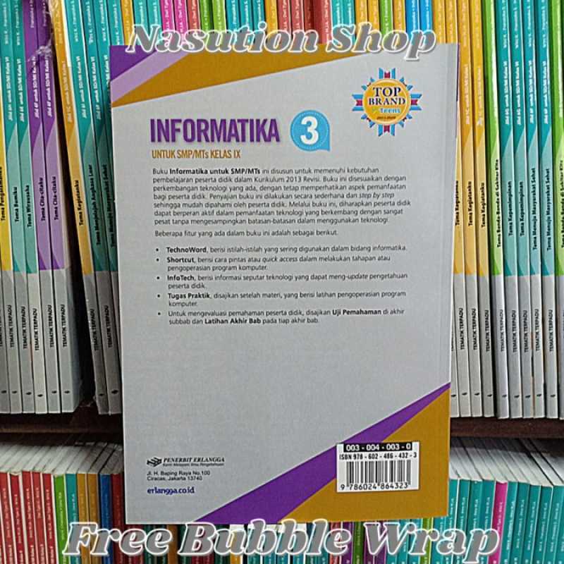 Jual Buku Informatika Kelas 3 / Ix 9 Smp K13n Erlangga - Original Di Seller Ken Book - Jati ...