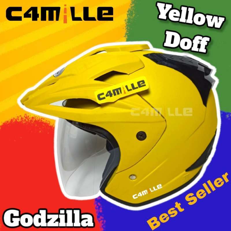 Jual Helm Godzilla Solid Yellow Lemon Doff Half Face Murah Sni Satu ...
