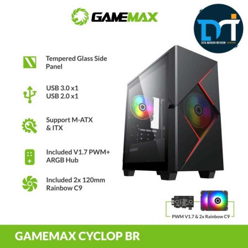 Promo Gamemax Cyclop I Cyclops - Tempered Glass m-ATX Gaming Case ...