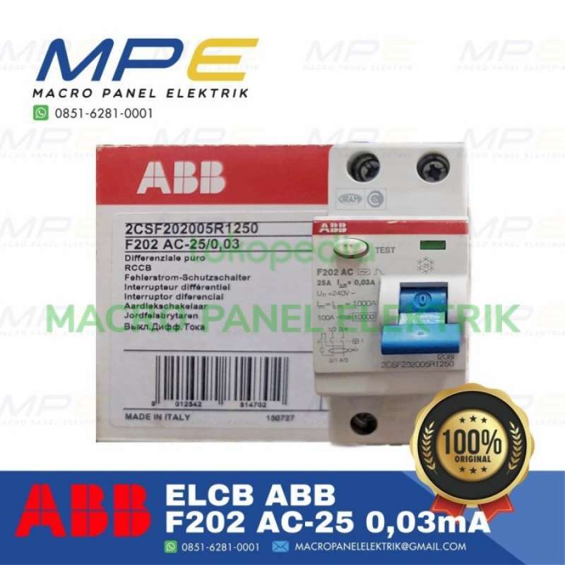 Promo Rccb / Elcb Abb F202 Ac 25 30ma 2p / Elcb Abb F 202 25a 0,03ma ... Promo Rccb / Elcb Abb F202 Ac 25 30ma 2p / Elcb Abb F 202 25a 0,03ma ...