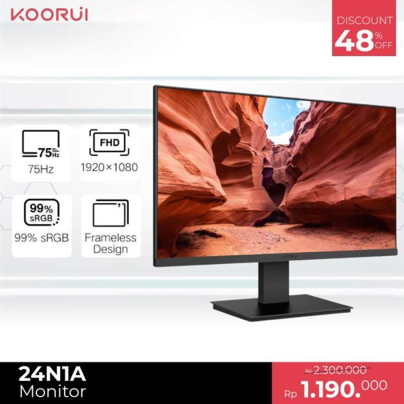 Promo Koorui 24inch Monitor Full Hd Pc Display 1920*1080 75hz Hdmi Vga ...