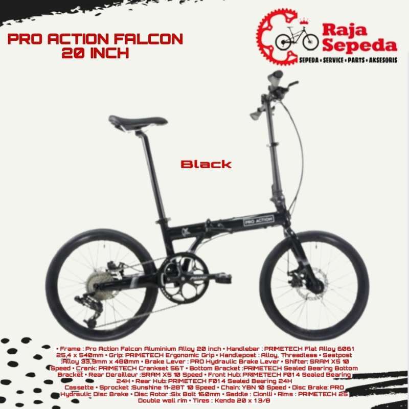 Jual SEPEDA LIPAT PRO ACTION FALCON 20 1x9 SPEED (BLACK) HIDROLIK di ...