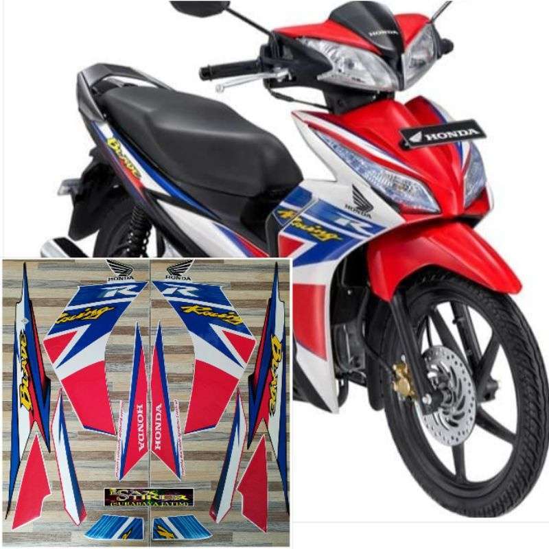 Promo striping original Honda Blade R putih biru merah tahun 2013 2014 ...