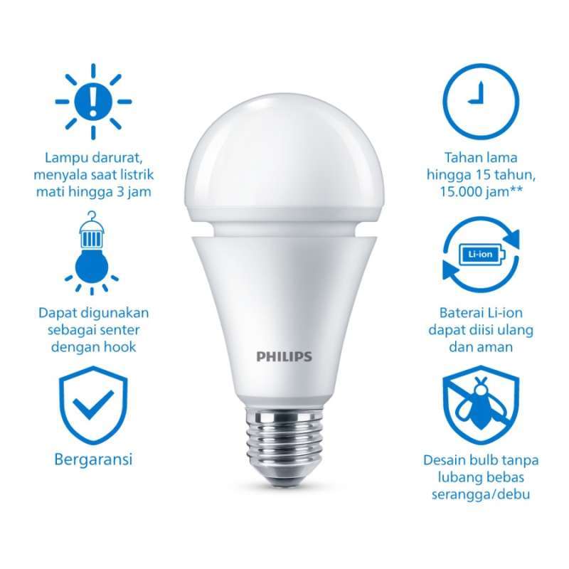 Promo Philips Lampu Rechargeable Led Radiant Line 8w E27 6500k - Putih ...