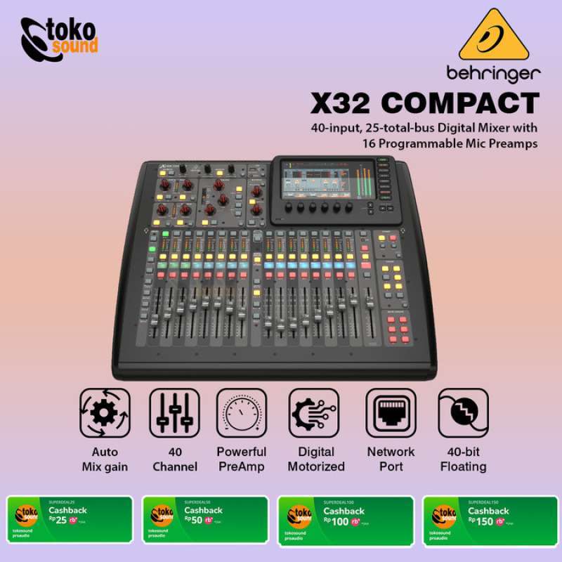 Promo BEHRINGER X32 COMPACT 40-Input, 25-Bus Digital Mixing Console ...