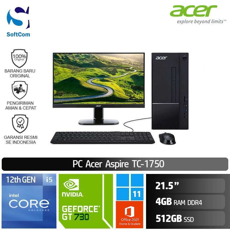 Promo PC Acer Aspire TC 1750 Desktop PC [Core i5-12400/4GB/512GB SSD ...