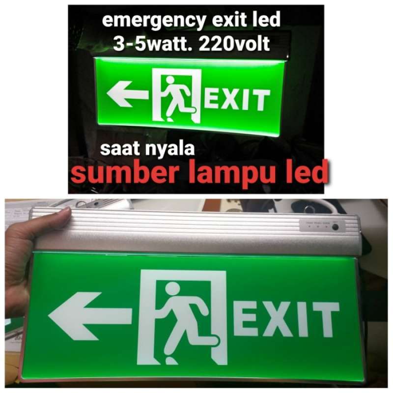 Jual Lampu Exit Acrylic Led Emergency 5w 5watt Darurat Keluar 5 Watt ...